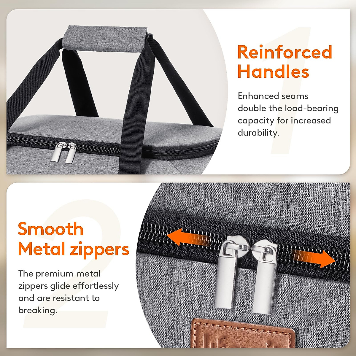 Lifewit Double Decker Casserole Carrier for Hot and Cold Food, Insulated Casserole Dish Carrier Carrying Case with Tool Room, Thermal Bag for Potluck Parties Cookouts Fits 9"×13" Baking Dish, Gray