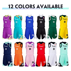 Custom Basketball Jerseys Printed Any Name & Number &Team Logo Basketball Jersey Kit for Men/Youth/Boy/Kids Black