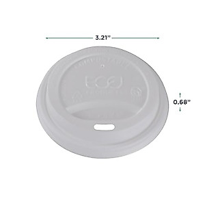 Eco-Products Compostable Coffee Cup Lids, Case of 800, White EcoLid, Fits 8oz Hot Cups, Made from PLA Plastic, A Renewable Material Made from Plants, ASTM, BPI-Certified