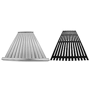 Stamped Emitter & Cast Iron Grill Grate Replacement Parts for Charbroil 463242715 463242716 Commercial Infrared 4B 463257520 463276016 466242715 466242815 G541-0016-W2 G533-2200-W1, 17x9.5'', 3PCS Set