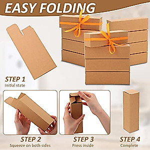 Sabary 50 Pcs Small Kraft Paperboard Gift Box 2 in x 2 in x 7 in Rectangular Brown Kraft Boxes Small Cardboard Boxes for Shipping, Packaging, Gift Wrapping, Party Favors, Easy to Assemble
