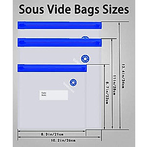 Sous Vide Bags 22pack Reusable Vacuum Food Storage Bags, with 3 Sizes Vacuum Food Bags,1 Hand Pump, 4 Sealing Clips for Food Storage and Sous Vide Cooking