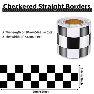 65 Feet Bulletin Board Borders, Checkered Flag Decorative Bulletin Border, Road Race Rolled Blackboard Straight Trim Borders Back to School Decoration for Classroom and Home