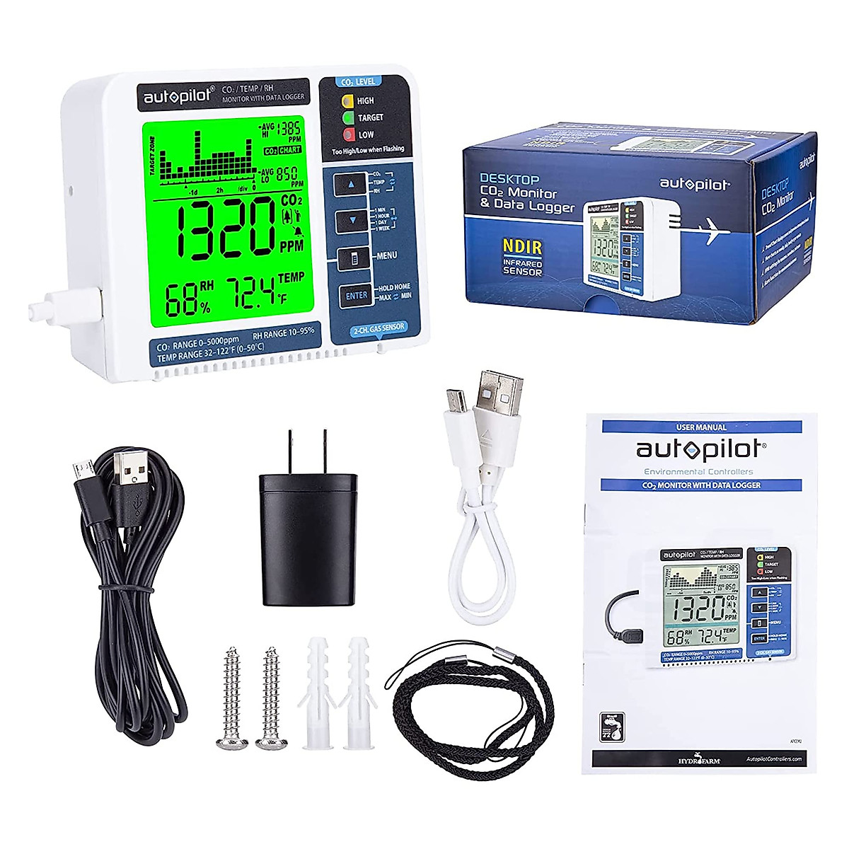 Hydrofarm Autopilot Desktop CO2 Monitor & Data Logger