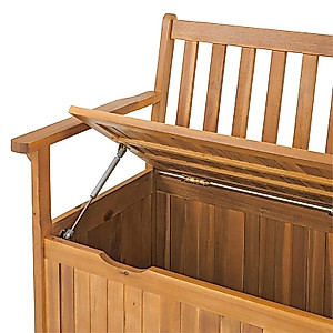 47"W Acacia Wood Outdoor Storage Bench - Perfect for Storing Blankets, Cushions or Toys - 100% Weather Resistant Wood - Perfect for Modern Garden Setting - Outdoor Furniture, Patio Bench, Garden Bench