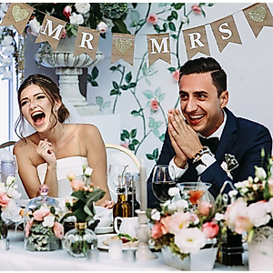 Love is Sweet Sign Banner – Mr and Mrs Burlap Banner Sign Rustic Decoration for Wedding Party Table Photobooth Props Home Wall by Mandala Crafts