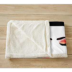 Beauty Girls Throw Blanket Fashion Red Lips and High Heels Bed Blankets Kids Teens Women Living Room Black White Check Fleece Blanket Modern Lady Makeup Sherpa Blanket,for Chair/Sofa,60"×80"