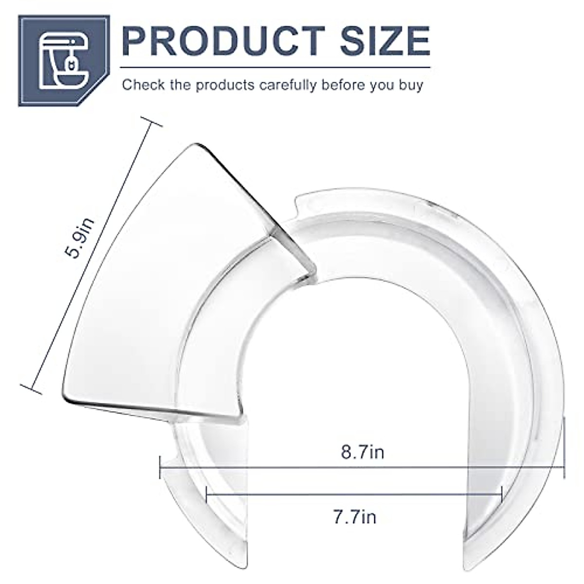 Kitchen Aid Pouring Shield KN1PS W10616906 Universal Pouring Chute and Prevent Splattering for 4.5 and 5 quart polished or brushed stainless steel Tilt-head stand mixer bowls Only