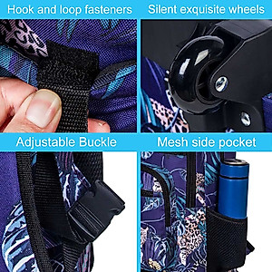 ZLYERT 3PCS Rolling Backpack for Girls, Travel Wheeled Backpacks for Adults, Teens College Roller Bookbag with Wheels for Women - Blue