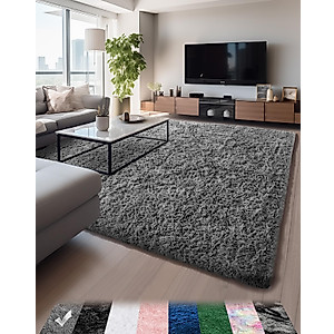 Ophanie Machine Washable 5x8 Rugs for Living Room,Grey Fluffy Carpet Large Fuzzy Plush Shag Comfy Soft, Non-Slip Indoor Floor Carpet,for Kids Boys Girls, Room,Bedroom,Playroom, Home Decor Aesthetic