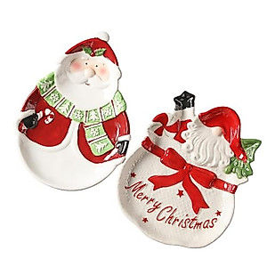 Hand-Painted Ceramic Christmas Santa Claus Plates Breakfast, Dessert, and Snack Dishes Christmas Tableware Gift (4)