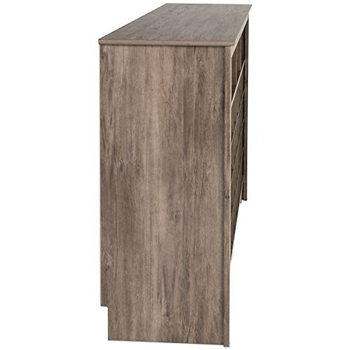 Pemberly Row Transitional 36 Cubby Wooden Shoe Cubby Console in Drifted Gray