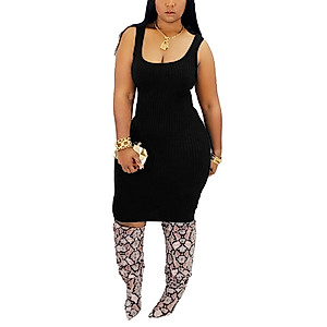 Famnbro Women's 2 Piece Winter Outfits Cable Knit Turtleneck Cropped Sweater Bodycon Midi Dress Sets