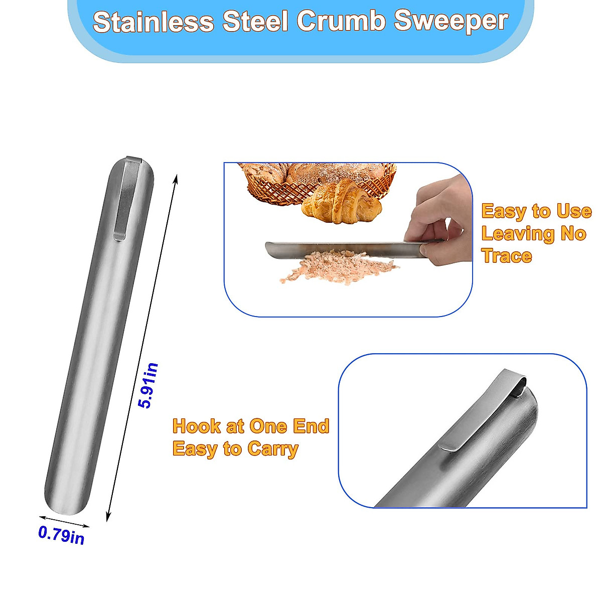 SanKitc 2 Pcs Crumb Sweepers, Reusable Handheld Table Crumbers for Servers, Crumber Tool for Table, Mat, Bed Sheets, Sofas Cleaning