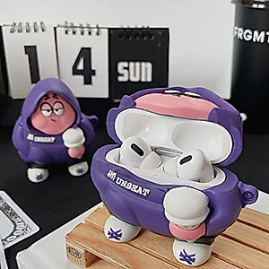 AirPods 2 / 1 (1st Generation 2nd Generation) Case, Patrick Star Cover, Protective Case, Shockproof,Supports Wireless Charging with Keychain, Cute, Soft Slim Cover, for AirPods 2nd Generation