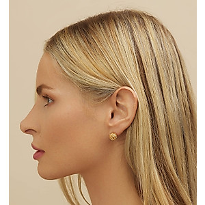 Gold Love Knot Earrings for Women | Barzel 18K Gold Plated Woven Love Knot Stud Earrings 10mm For Women - Made In Brazil (Gold)