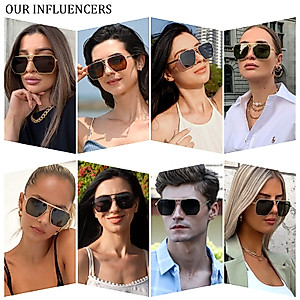 Dollger Oversized Square Sunglasses for Women Men Trendy Big Polarized Aviator Shades Retro Large Sun Glasses Black