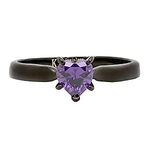Pink Heart Ring - Red Heart Ring - Blue Heart Ring - Purple Heart Ring - Wedding Rings - Wedding Ring - Engagement Ring - CZ Engagement Rings - Anillo de Compromiso - Cubic Zirconia Rings (Purple, 6)