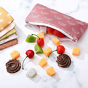 6 Pcs Boho Reusable Snack Bags and Sandwich Bags Food Safety Washable Lunch Bags Snack Zipper Pouches for Kids Students Adults Food