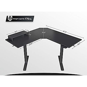FEZIBO Dual Motor L Shaped Electric Standing Desk, 48 Inches Corner Sit Stand Desk, Home Office Adjustable Height Desk with Black Top and Black Frame