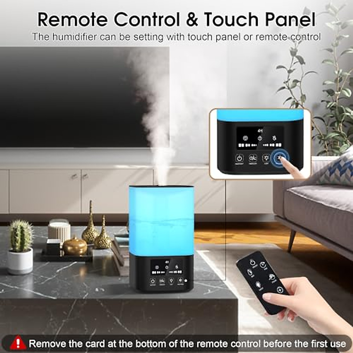 Humidifiers for Bedroom, Cool Mist Humidifiers for Large Room, 3L Top Fill Humidifiers for Home Baby Nursery, Remote Control, 360°Nozzle, Auto Shut-Off, Sleep Mode, 3 Mist Levels, Nightlight, Timer