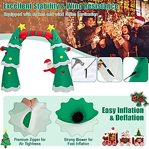 Tangkula 11 FT Lighted Christmas Inflatable Archway Decoration, Christmas Tree Arch with Santa Claus, Built-in LED Lights, Outdoor Blow-up Holiday Party Yard Lawn Xmas Decoration