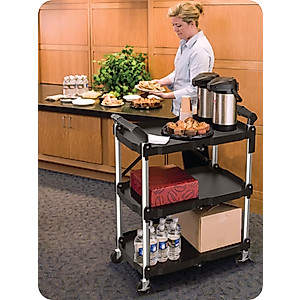 HIMIX Foldable Utility Carts with Wheels, 3-Tier Holds 240lbs Folding Rolling Cart with Fixed Rope, Collapsible Service Cart for Home, Office, Garage, and Warehouse - No Assembly Required