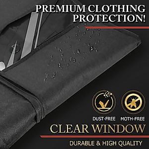 Hleelomi 5 Pack 40-inch Suit Bag Garment Bag for Travel and Storage, Garment Bags for Hanging Clothes with Zipper and Visible Transparent Window, Black