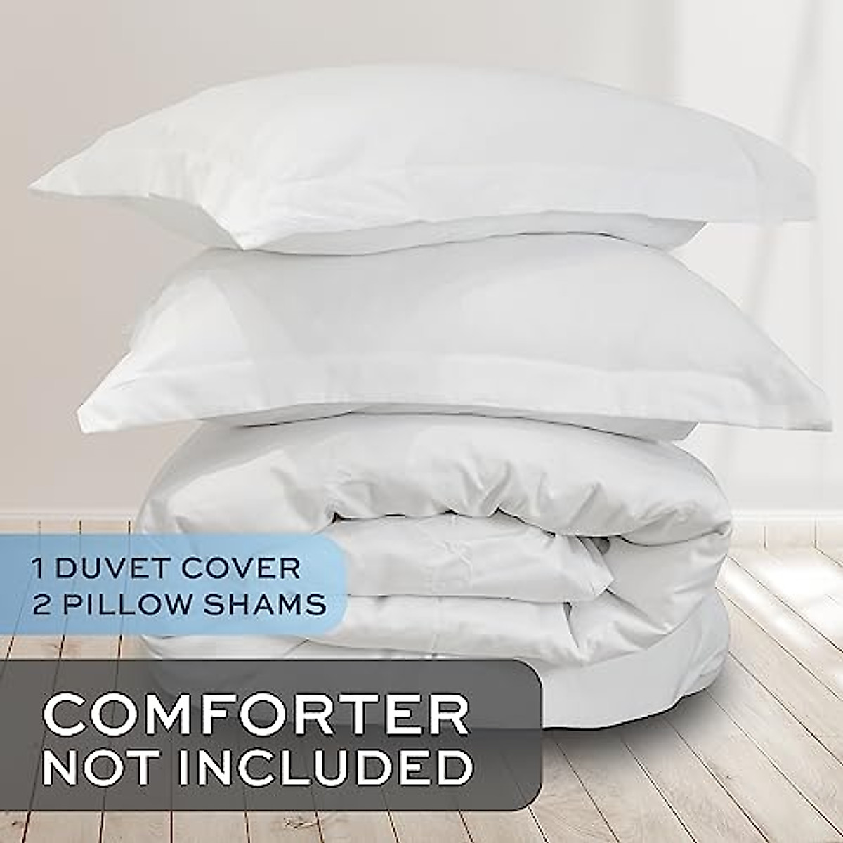 WhiteClassic White Duvet Cover Queen Size Zipper Closure - Luxury Soft Queen Duvet Cover Set 3 Piece, 1 Duvet Cover 90x90 and 2 Pillow Shams | Comforter Not Included