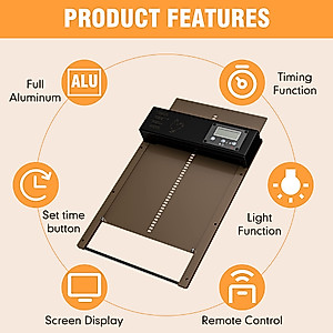 CODESFIR Automatic Chicken Coop Door Opener with Timer Remote Control Programmable Light Sensor, Battery Powered Auto Chicken Door with LCD Screen, Evening and Morning Delay, Aluminum Door
