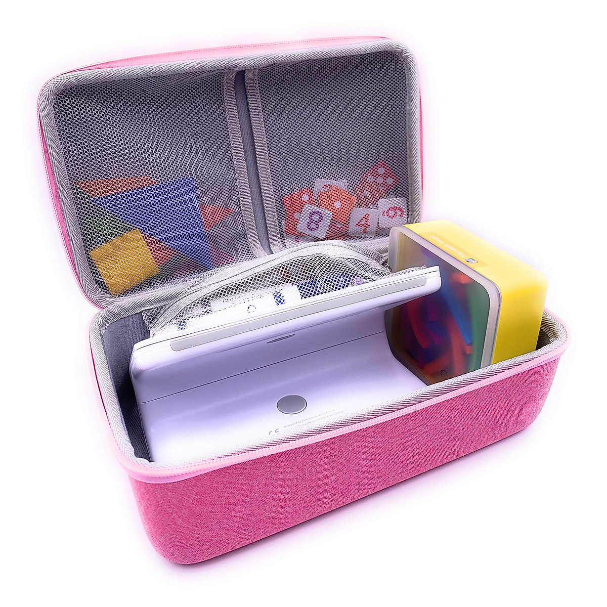 Xcivi Hard Carrying Case for Osmo Fire Tablet Little Starter/Genius Starter Kit with Fire Tablet Base, Storage Organizer for OSMO Fire Base/Numbers/Words/Tangram (Pink)