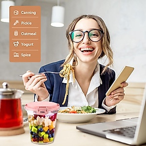 Blushtier 10 Pcs Overnight Oats Containers with Lids 24 oz Leak Proof Oats Jars Reusable Plastic Food Storage Meal Prep Container for Yogurt Cereal Soup Milk Salad Dishwasher Safe