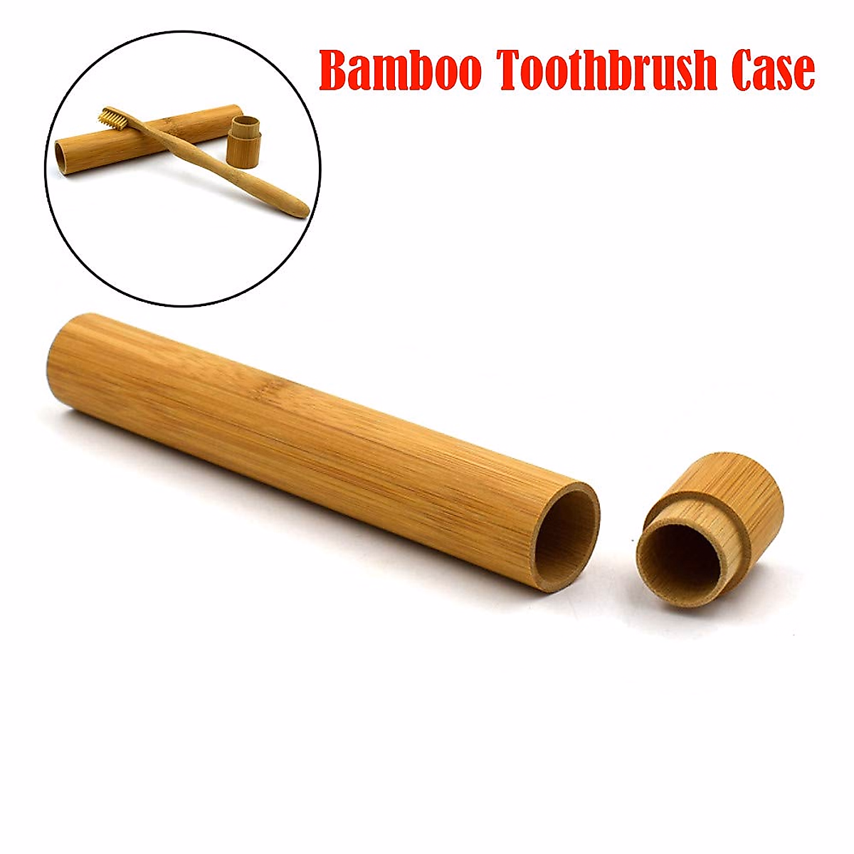 YJYdada Portable Natural Bamboo Toothbrush Case Tube for Travel Eco Friendly Hand Made (Brown)