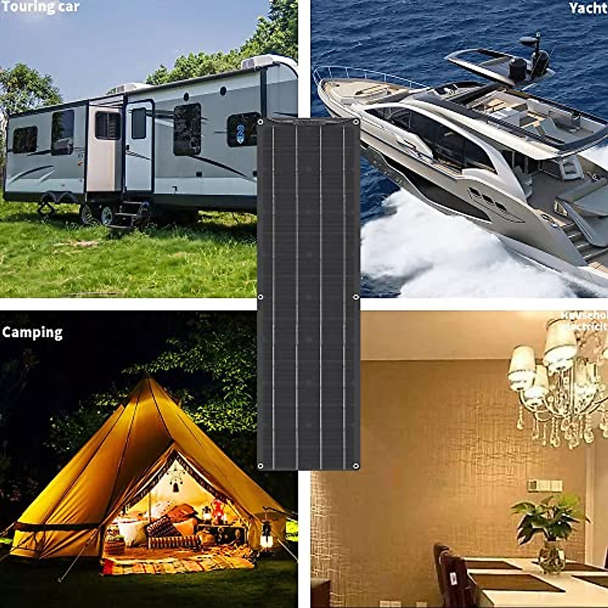 FLP 2PCS 200 Watt Ultra Thin Solar Panel Kit 400W Monocrystalline Silicon High Efficiency Solar Panel with 40A Controller for Car/RV/Camper