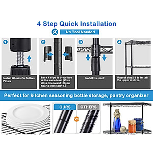 Haiput Wam Storage Shelves, 5 Tier Adjustable Metal Shelving with 1250 Lbs Capacity for Kitchen Laundry Bathroom Pantry Organization, Shelving Unit Wire Shelf Metal Shelves for Storage -14x36x72