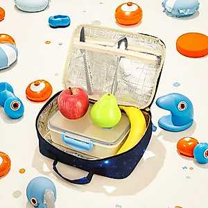 Kids Soccer Lunch Box Boys Girls Insulated Lunch Cooler Bag Reusable Lunch Tote Kit for School Travel