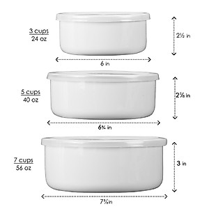 Reston Lloyd Calypso Basics Storage 6 Piece Enamel on Steel Bowl Set, Small, Lemon