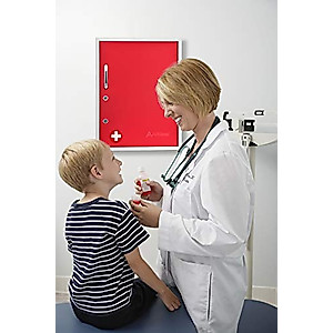 AdirMed Locking Drug Cabinet (White) Medicine Cabinet with Pull-Out Shelf & Document Pocket (Red) Bundle