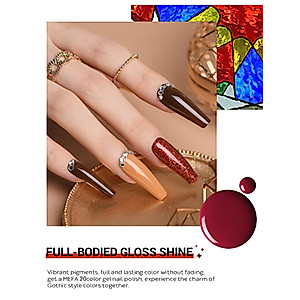 MEFA Fall Gel Nail Polish Set 23 Pcs, 20 Colors Autumn Halloween Brown Burgundy Orange Glitter Dark Green Blue Nail Gel Kit Nail Art with Glossy&Matte Top Base Coat, Manicure DIY Salon Gifts