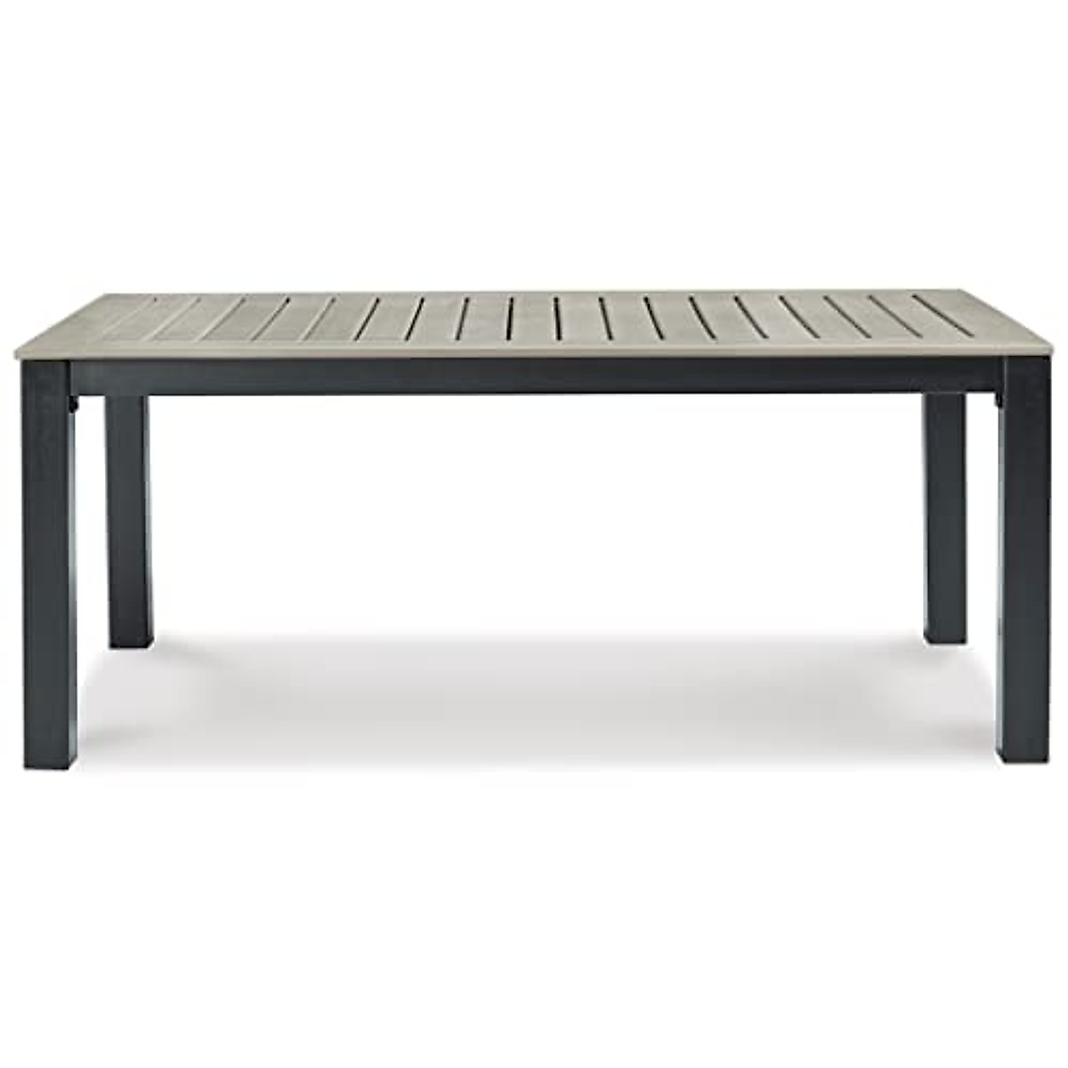 Signature Design by Ashley Mount Valley Contemporary Outdoor Dining Table with Umbrella Option, Light Gray & Black