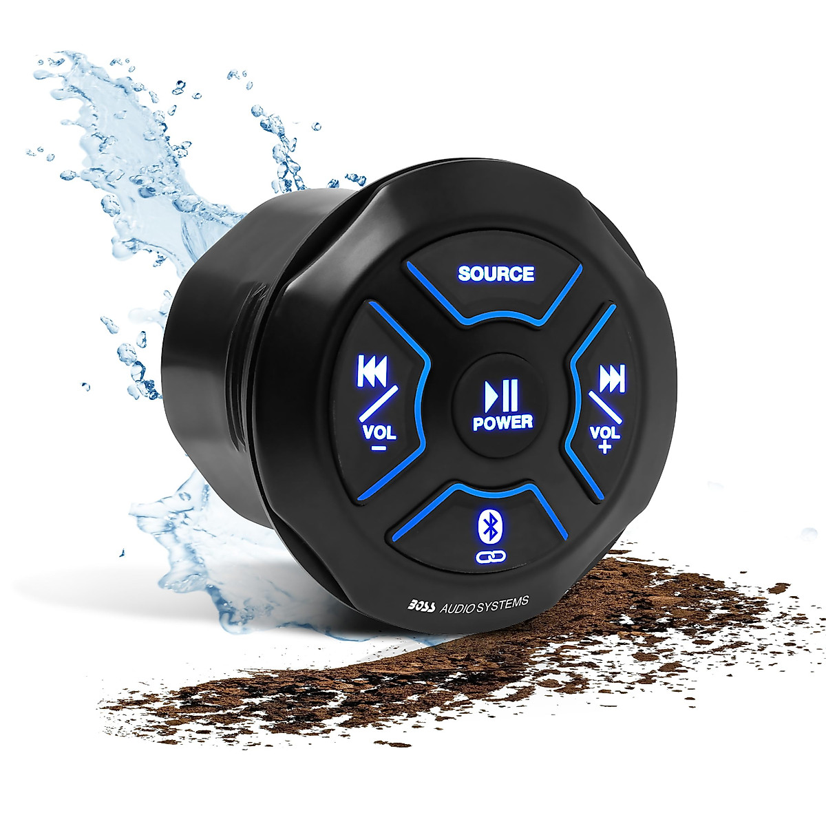 BOSS Audio Systems MGR250B Bluetooth Marine Radio Gauge Receiver, Built-in Amplifier, IPX6-Rated, USB Port + USB Charging