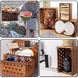 AONEHOME Set of 3 Decorative Nesting Wooden Crates with Handles, Wood Crates for Organizing Home and Kitchen, storage crates, Crates for Decoration, Wooden Crate (Rustic, Rustic Brown)