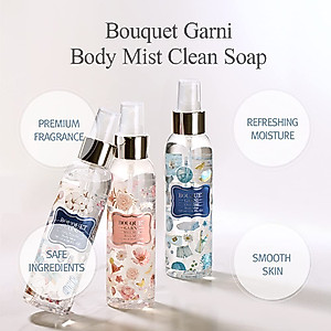 Bouquet Garni Hair & Body Mist Clean Soap Fragrance - Long-lasting Moisture & Fragrance, Mist for Women, Low Irritation (Containing Vitamin E, Citrus Acid) - 4.9 oz