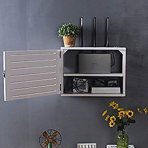 Good home White Wireless Router Storage Shelf Wall-Mounted WiFi Router Storage Box Socket Shielding Wire Finishing Wire Box Floating Shelf (Size : Inner Diameter 40cm)