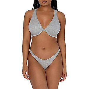 Smart & Sexy womens Comfort Cotton Front Back Close Racerback Bra, Light Grey Heather, 36D US