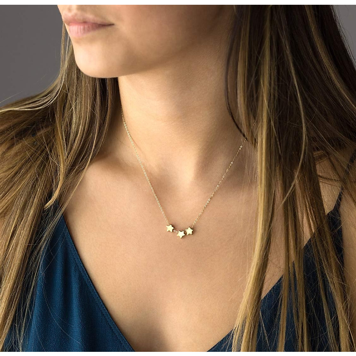 MEVECCO Lucky Star Pendant Necklaces,18k Gold Plated Three Stars Handmade Generations Necklace for Grandma 3 Circles Necklace Mom Granddaughter Mothers Day Jewelry Birthday Gift