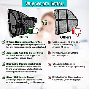 BOD Lumbar Mesh Back Support - Bring Comfort to an Office Chair, Car, and Truck Seat Lower Back Pain Relief Behind Your Desk for All Day Pillow Like Comfort