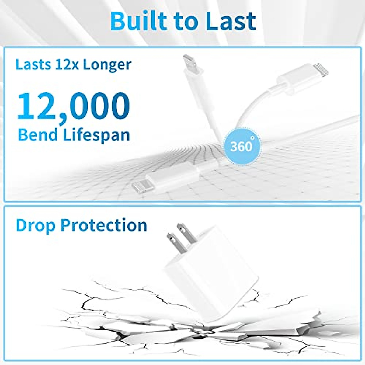 iPhone Charger Fast Charging 3Pack Apple MFi Certified USB C Charger Lightning Cable USB-C Wall Charger 20W with 6ft USB C to Lightning Cable for iPhone 14 13 12 11 Pro XR XS Max X 8 Plus iPad AirPods