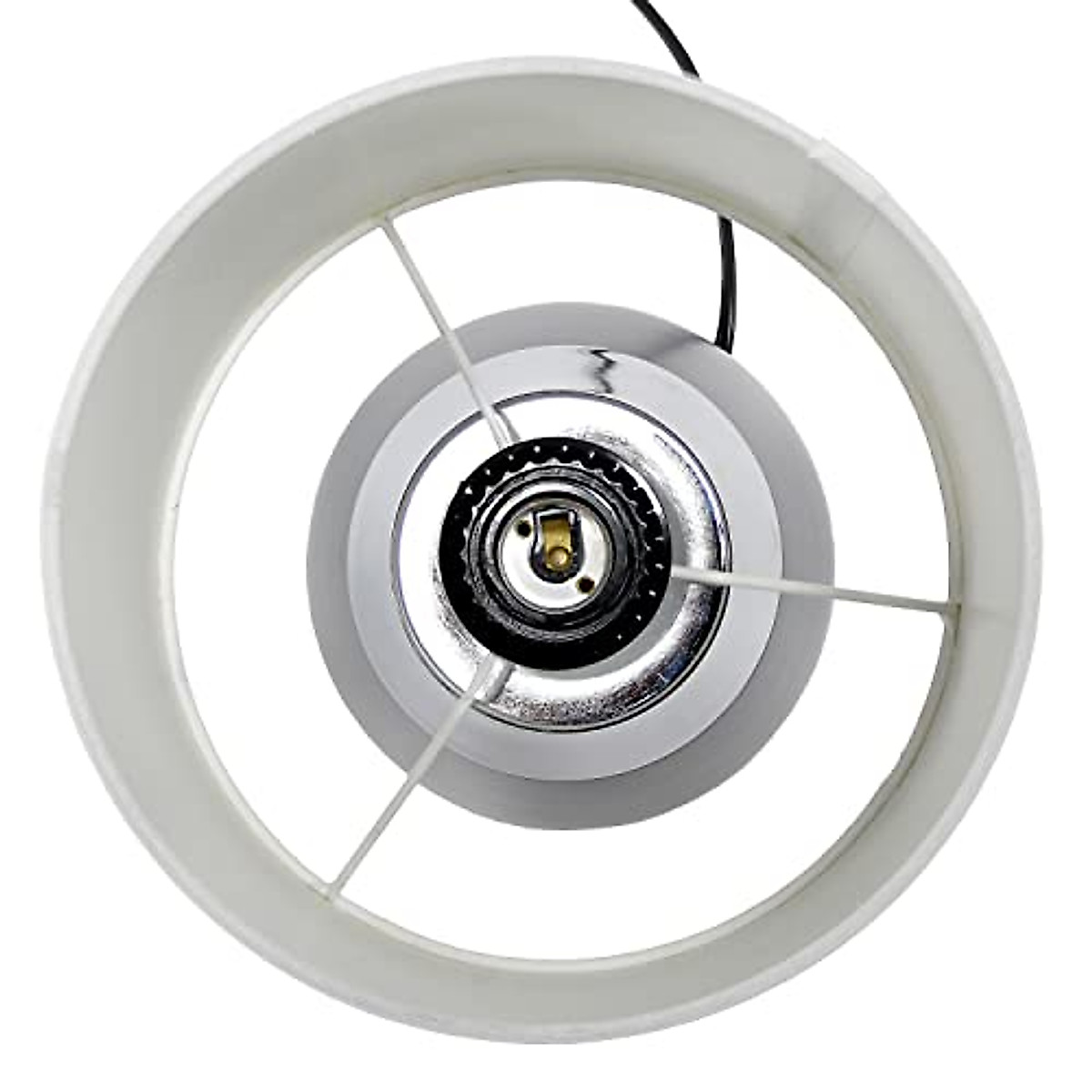 Simple Designs LT1106-GRY 14" Tall Modern 2 Tone Metallic Chrome & Gray Metal Bedside 4 Settings Touch Table Desk Lamp w White Fabric Drum Shade for Décor, Bedroom, Living Room, Dining Room, Office