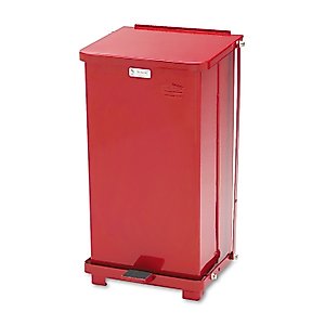 Rubbermaid Commercial Products Defenders Steel Step Trash Can with Plastic Liner, 6.5-Gallon, Red, Good with Infectious Waste in Doctors Office/Hospital/Medical/Healthcare Facilities